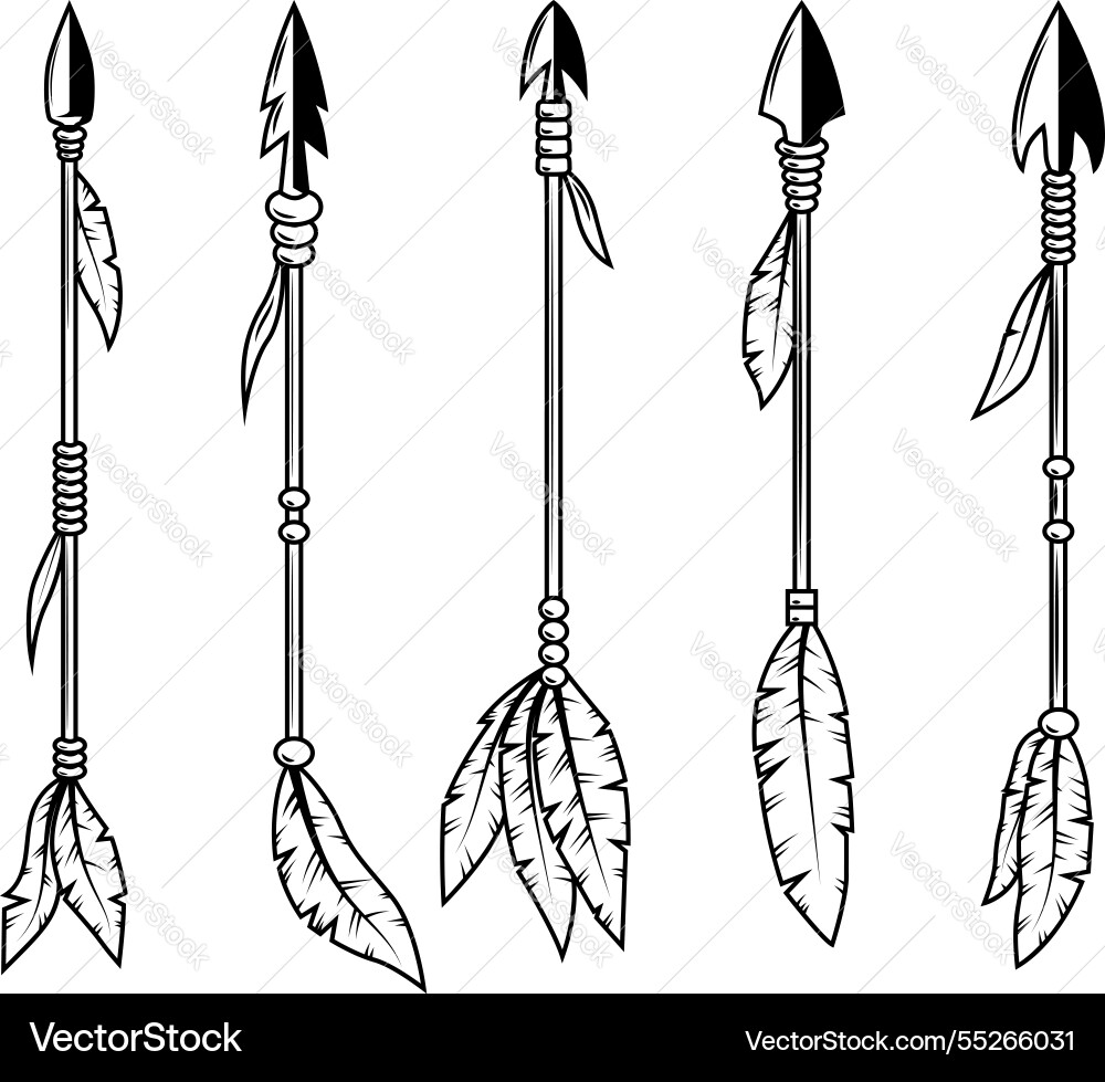 Set of archer arrows design element for logo Vector Image