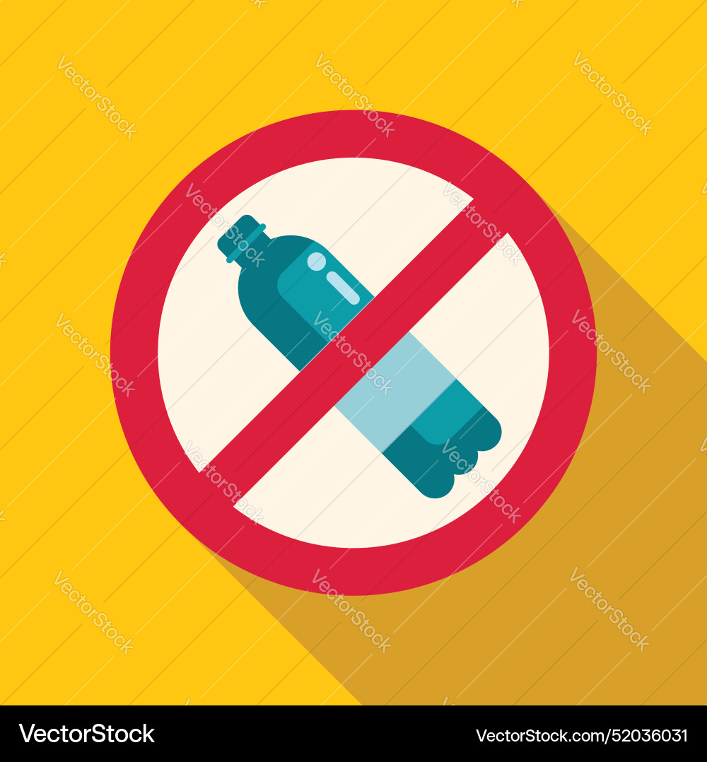 Sign banning plastic bottles representing Vector Image