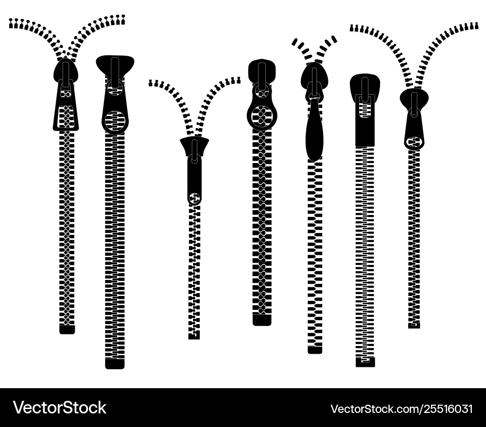 Zippers closed open zip pulls zipper metal Vector Image