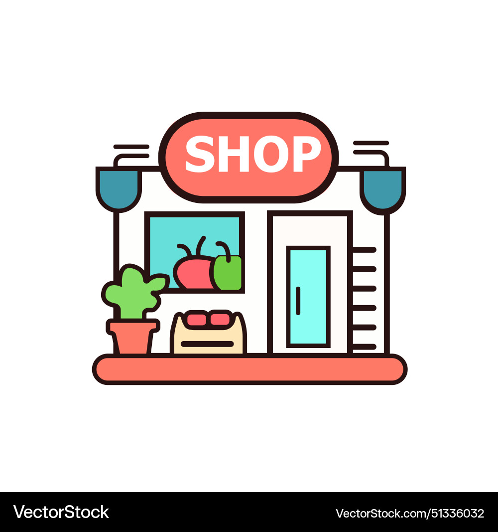 A grocery shop facade Royalty Free Vector Image