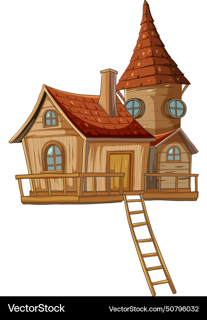Cartoon-style treehouse with whimsical design Vector Image