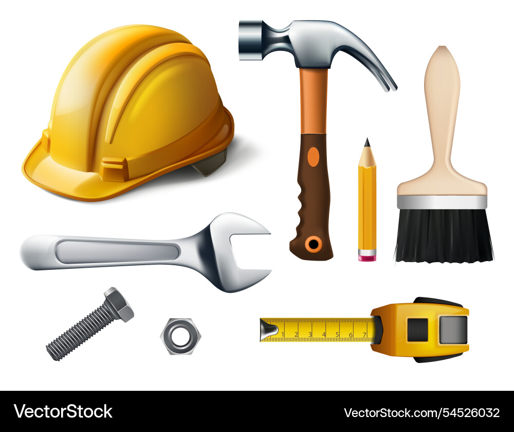 Construction tools set on white background Vector Image