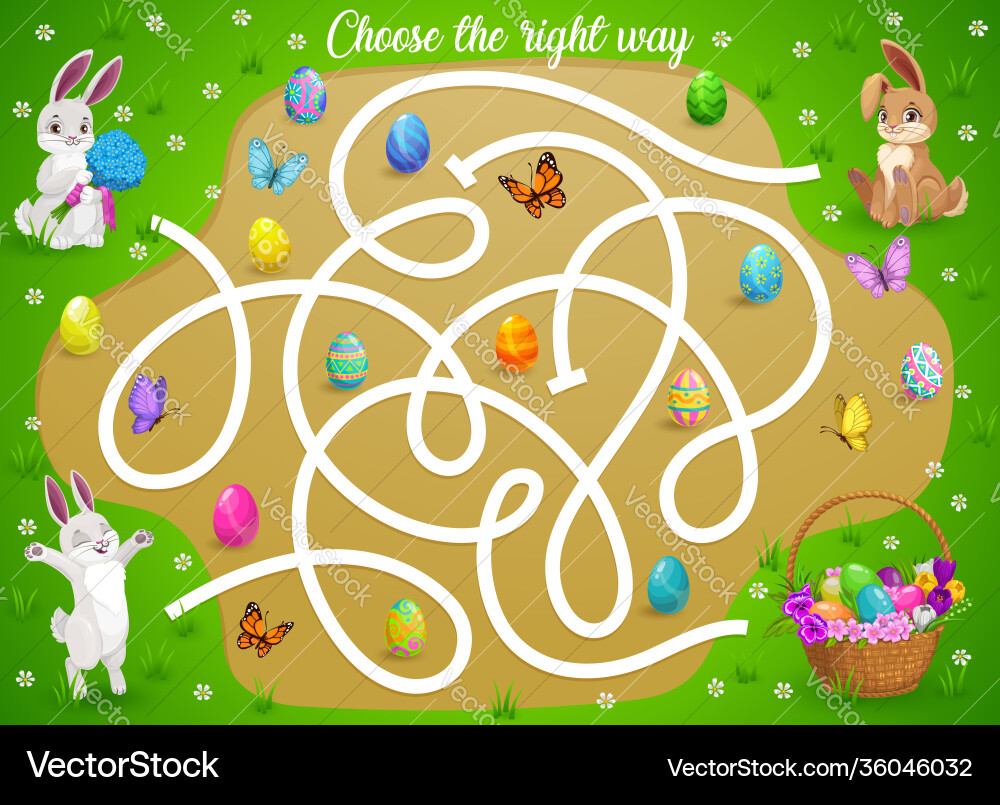 Easter Bunny Maze Game Royalty Free Vector Image