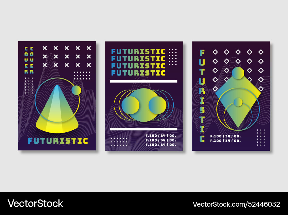 Gradient futuristic cover collection Royalty Free Vector