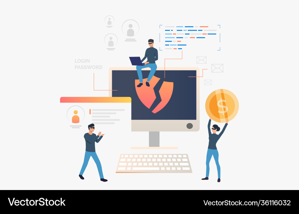 Hackers stealing personal data and money Vector Image