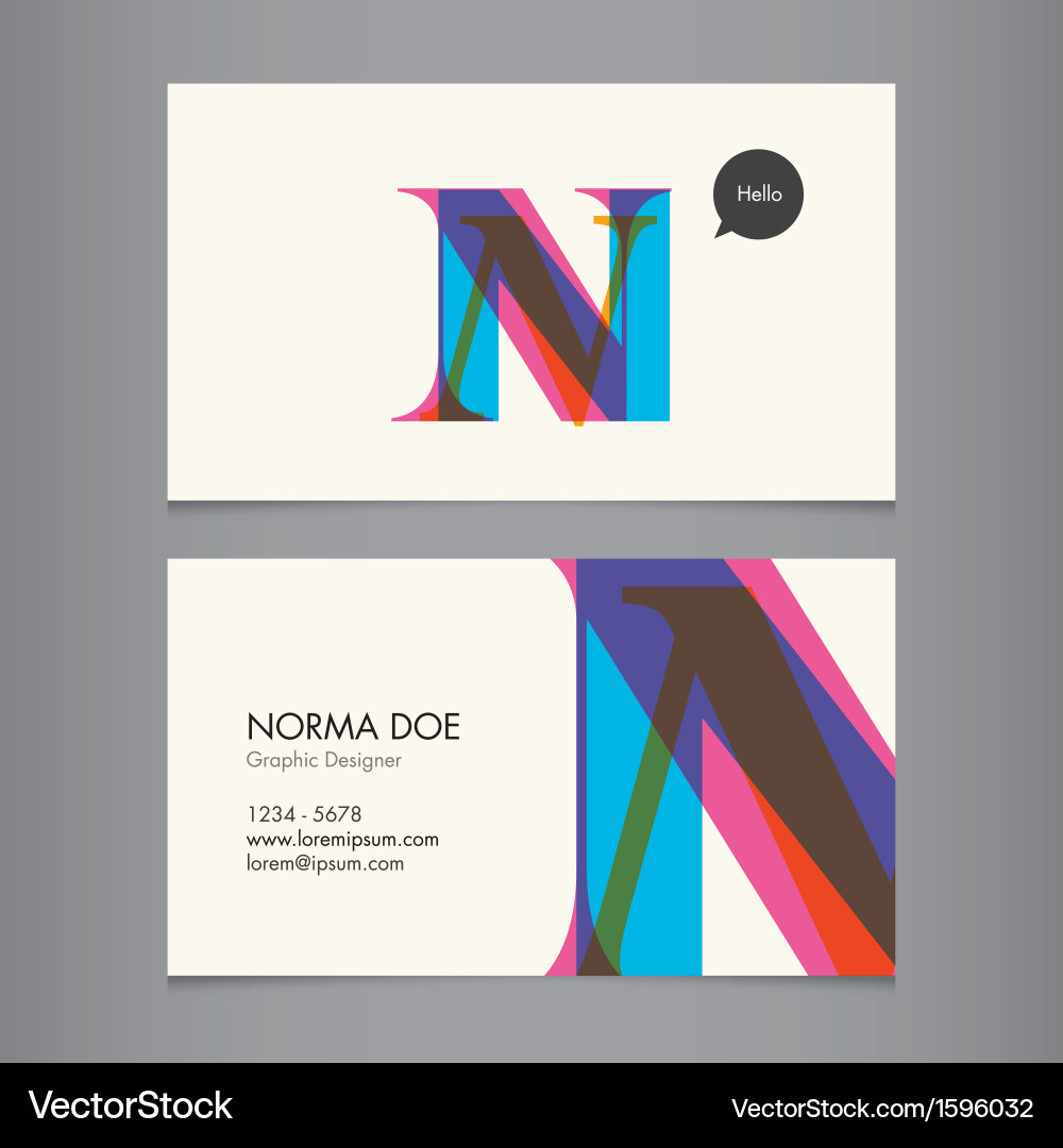 Letter N Business Card Template Royalty Free Vector Image