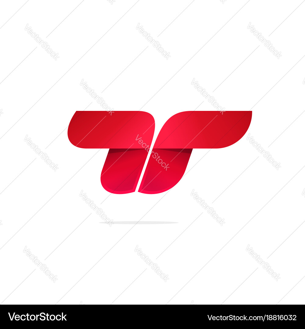 Letter t or double r logo concept red Royalty Free Vector