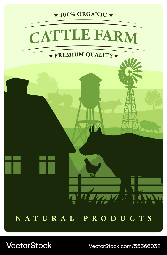 Organic cattle farm Royalty Free Vector Image - VectorStock