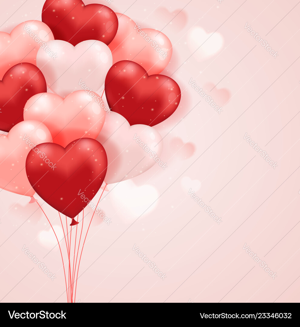 Red and pink heart balloons Royalty Free Vector Image