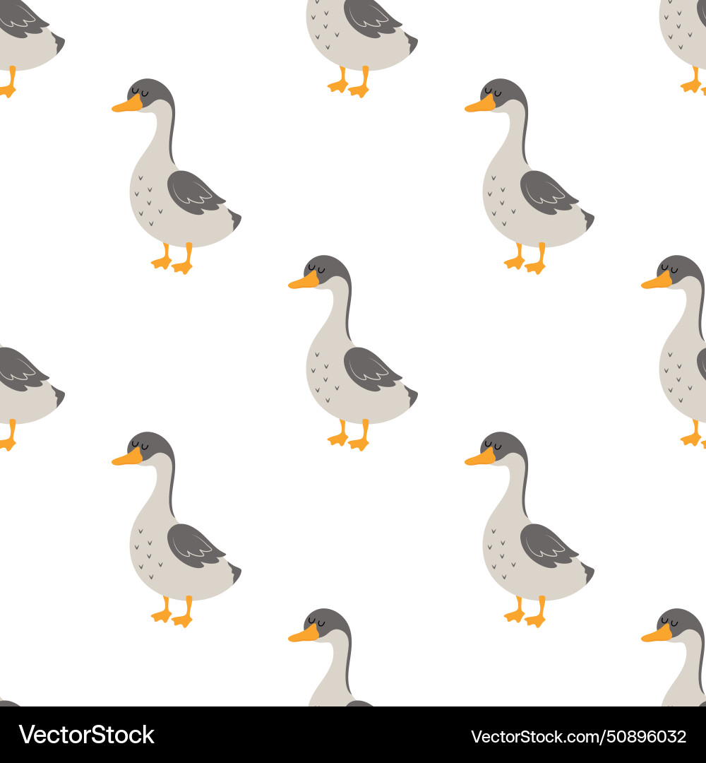 Seamless pattern with cartoon goose Royalty Free Vector