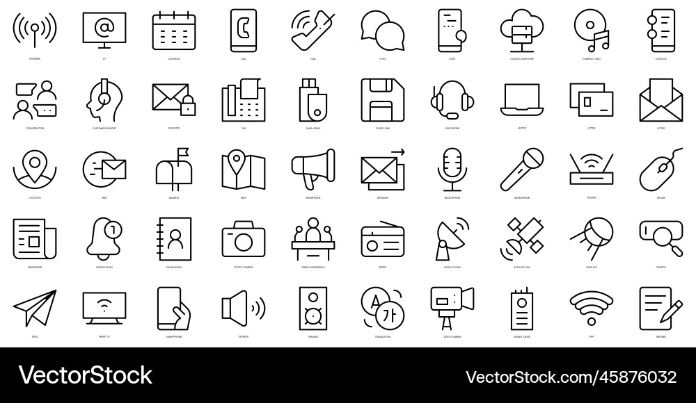Set of thin line communication icons Royalty Free Vector