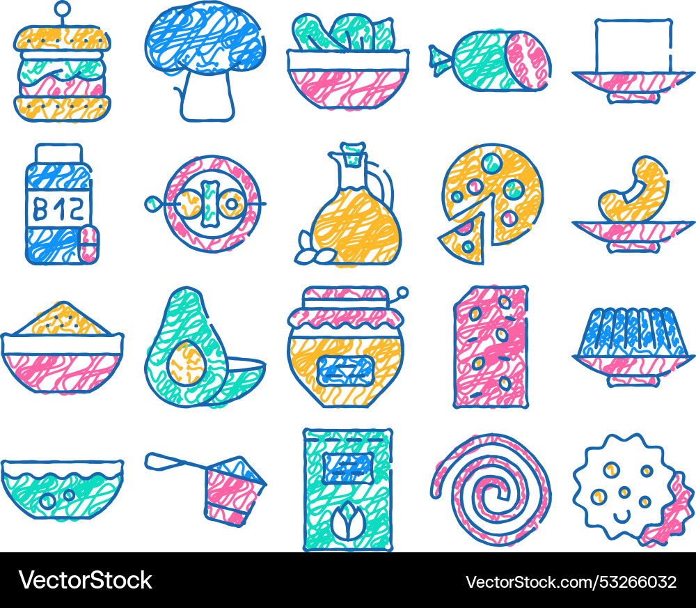 Vegan menu restaurant icon hand drawn Royalty Free Vector