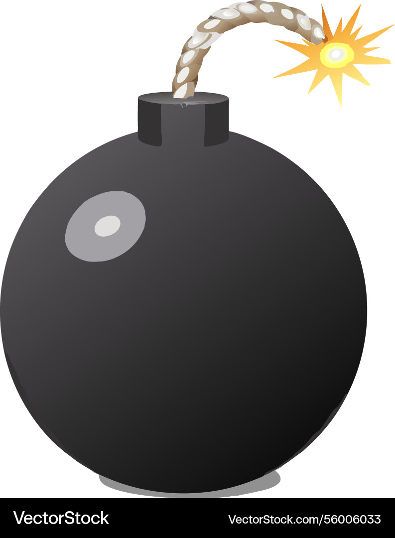 A black bomb with a lit fuse ready to explode Vector Image