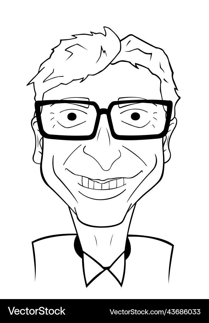 Bill gates caricature Royalty Free Vector Image