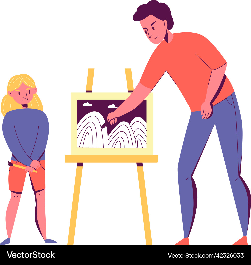 Drawing lesson flat composition Royalty Free Vector Image