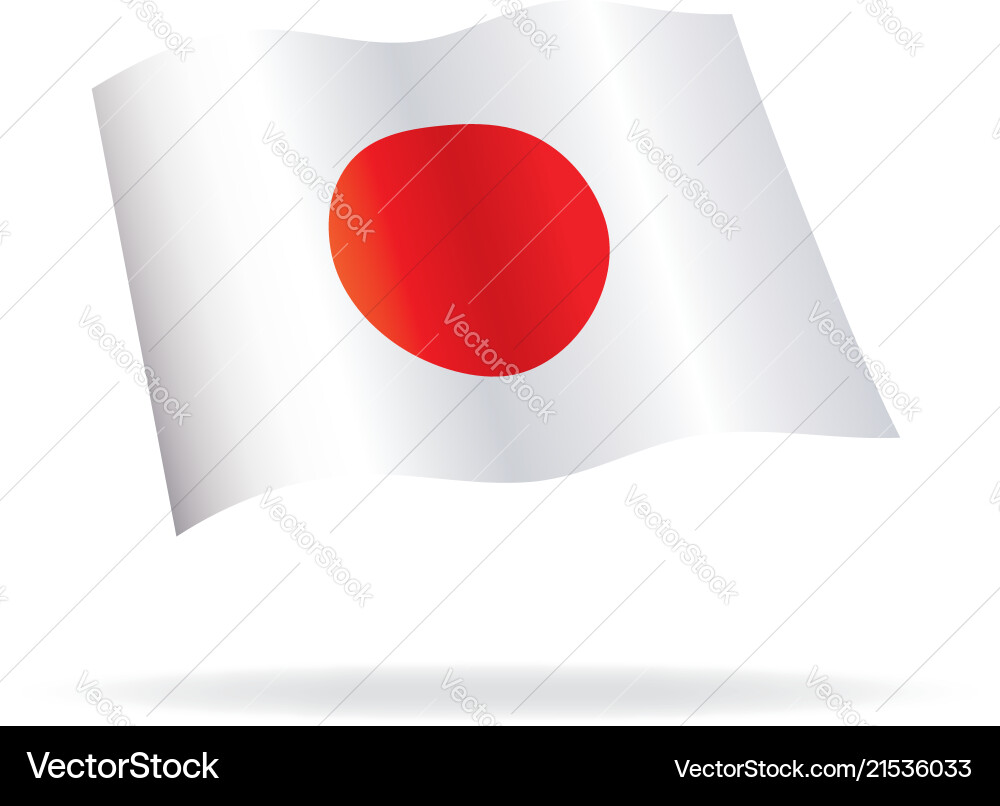 Flying flag japan Royalty Free Vector Image - VectorStock