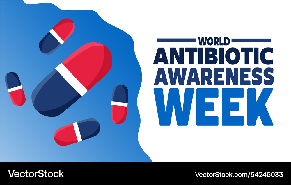 World antibiotic awareness week with antibiotics Vector Image