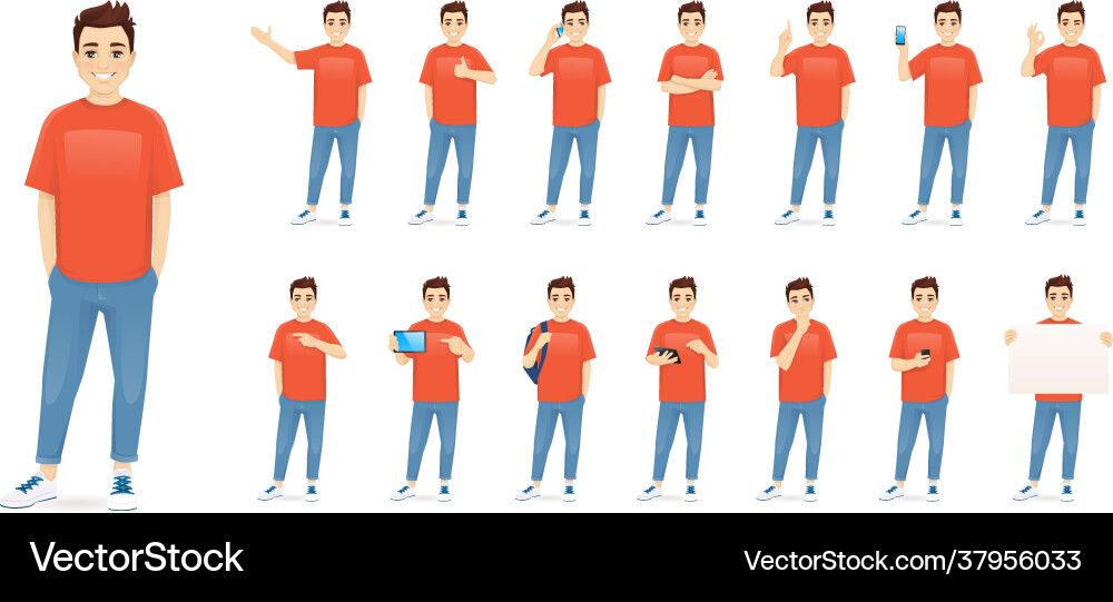 Young man in casual clothes set Royalty Free Vector Image