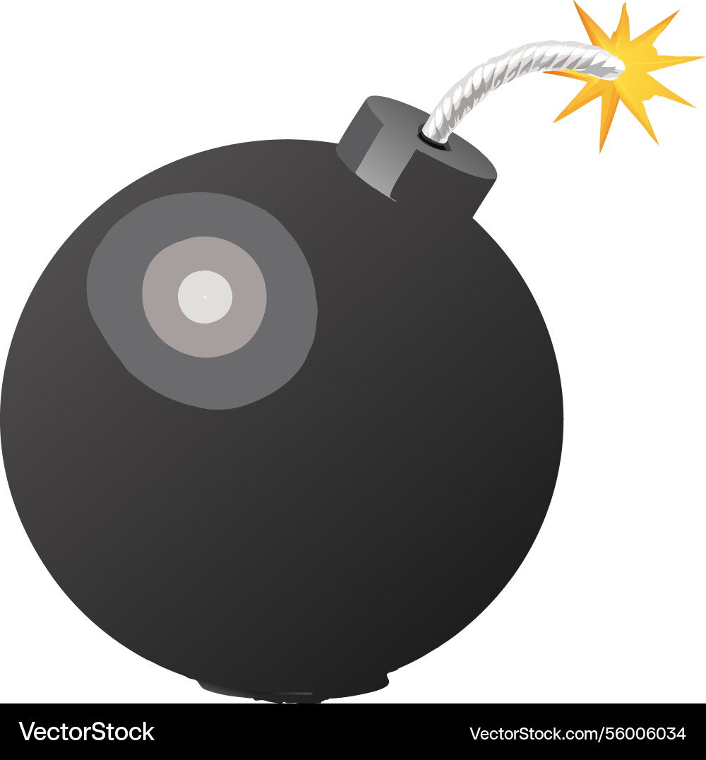 A black bomb with a lit fuse ready to explode Vector Image