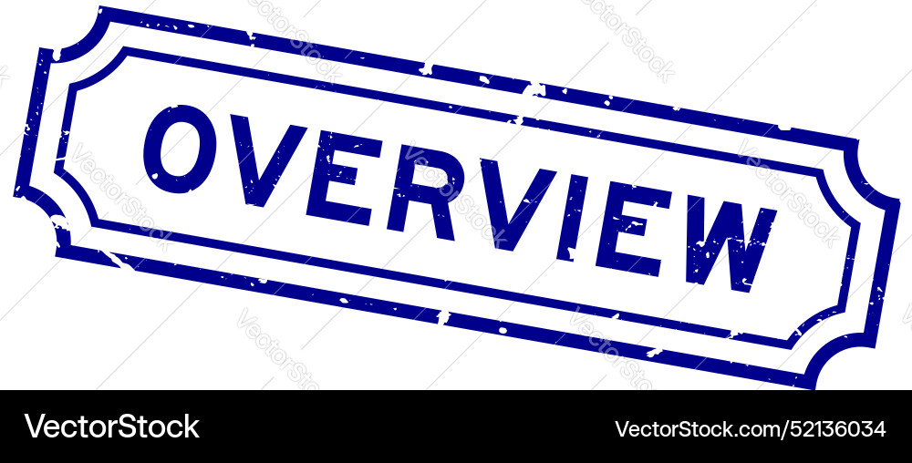 Grunge blue overview word rubber seal stamp Vector Image