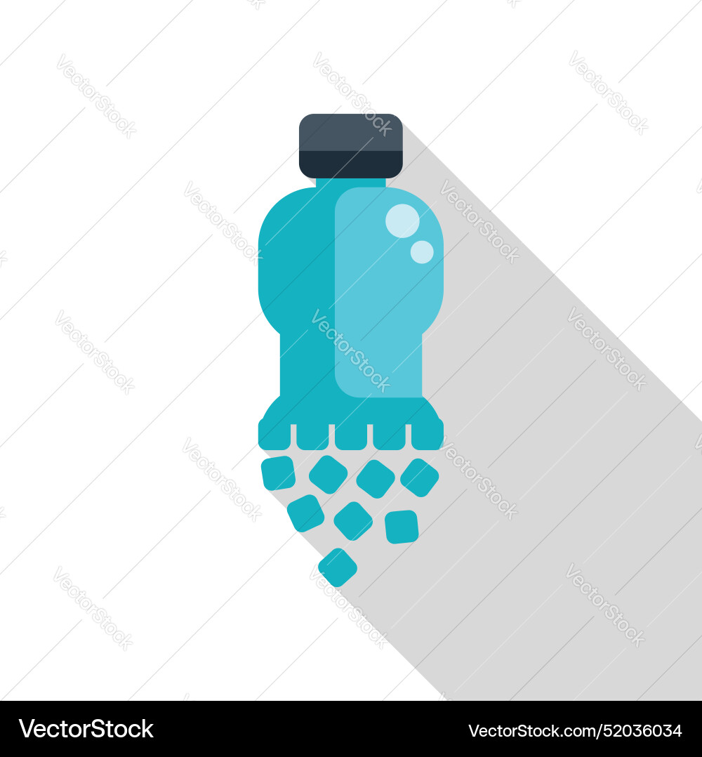 Plastic bottle crushing recycling into cubes icon Vector Image