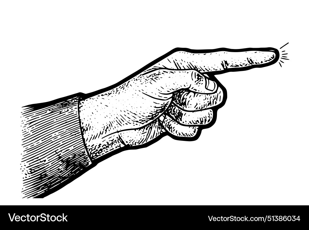 Pointing finger black vintage engraved Royalty Free Vector
