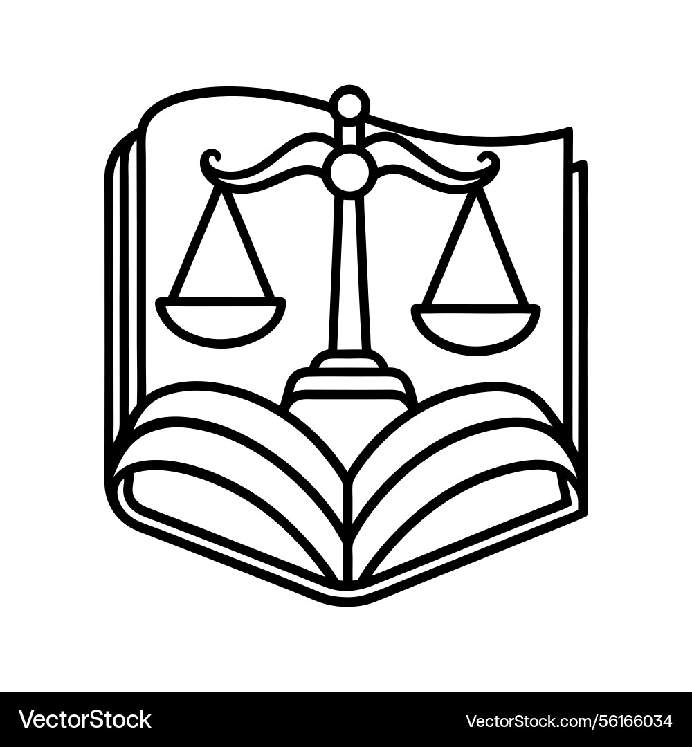 Simple line art law book drawing Royalty Free Vector Image