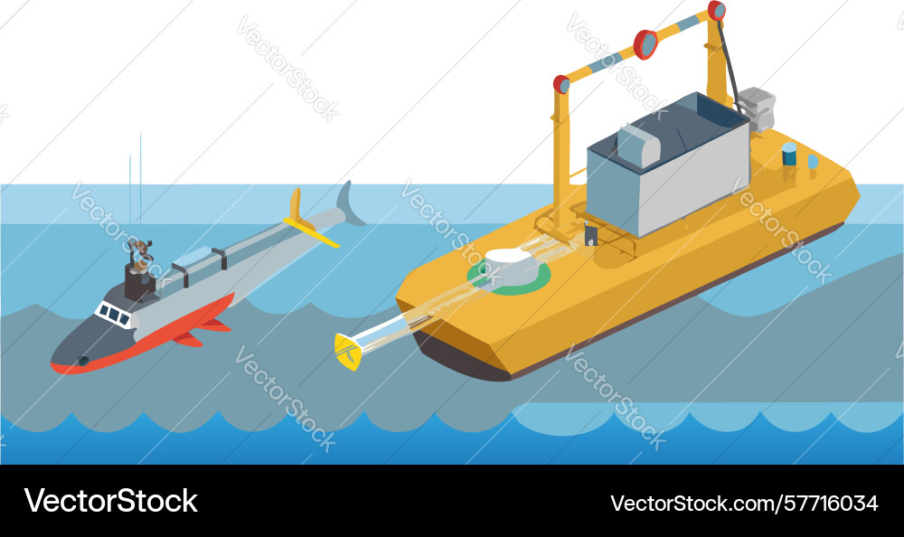Subsea operations team submersible rov Royalty Free Vector