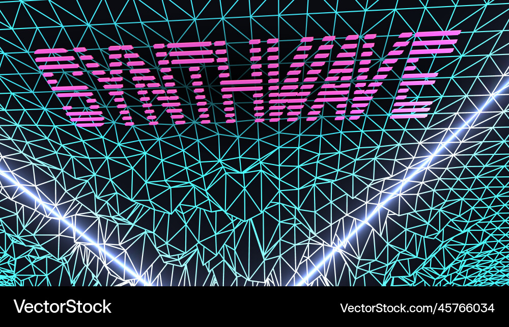 Synthwave wireframe banner retrowave perspective Vector Image