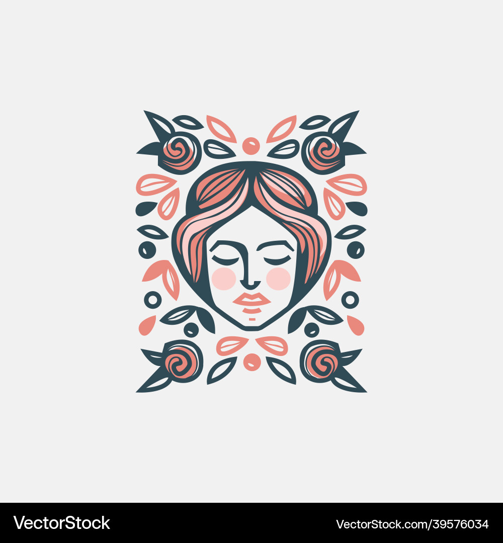 Womans head with roses Royalty Free Vector Image