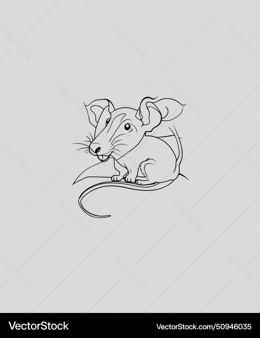 A drawing of mouse with line drawn Royalty Free Vector Image