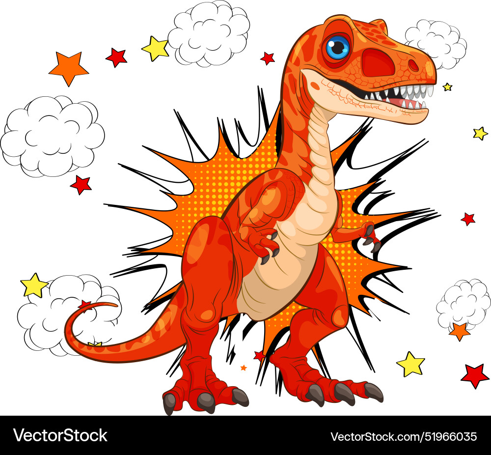 Colorful dinosaur with comic-style background Vector Image