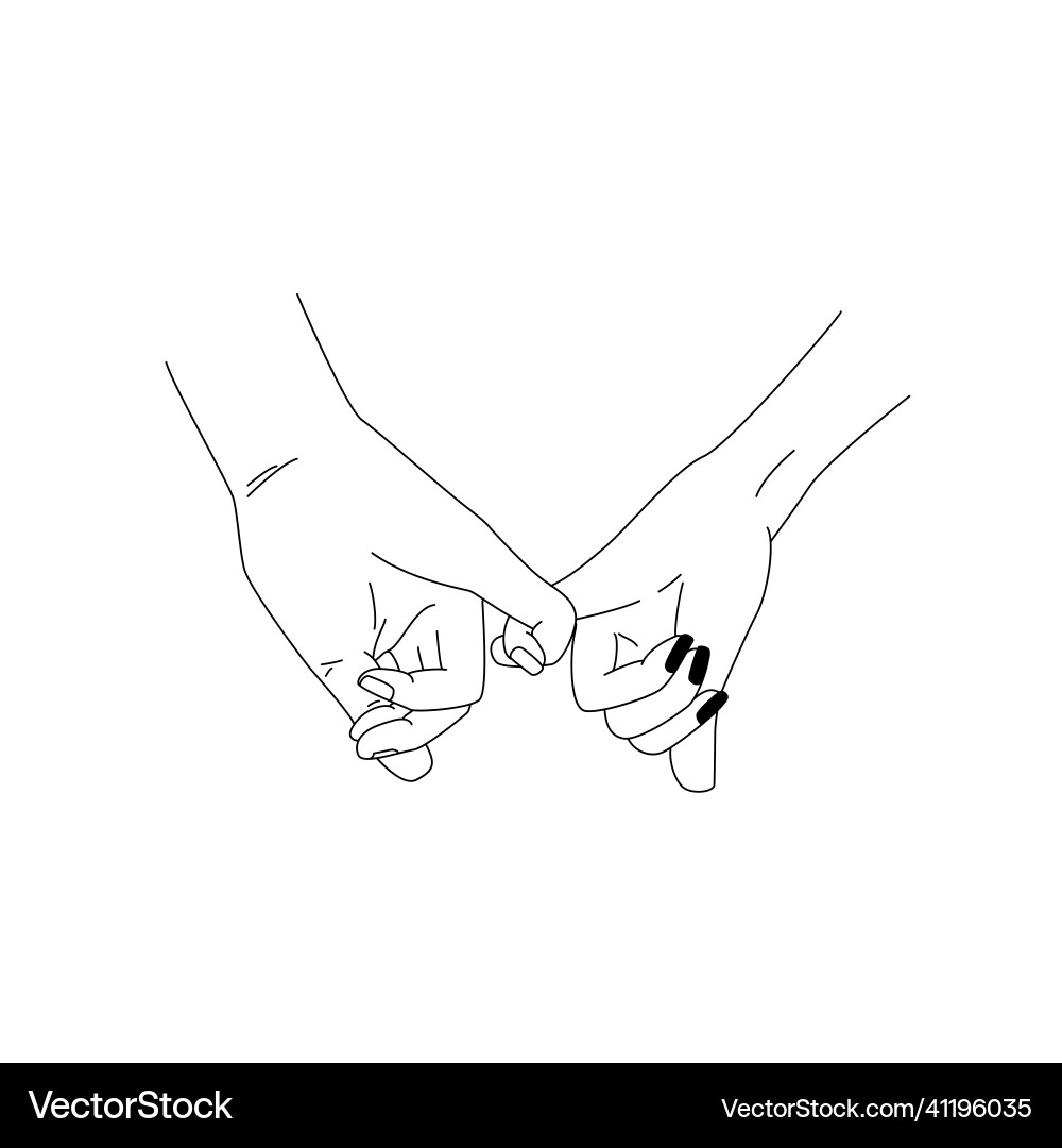 Couple holding hands line drawing happy Royalty Free Vector