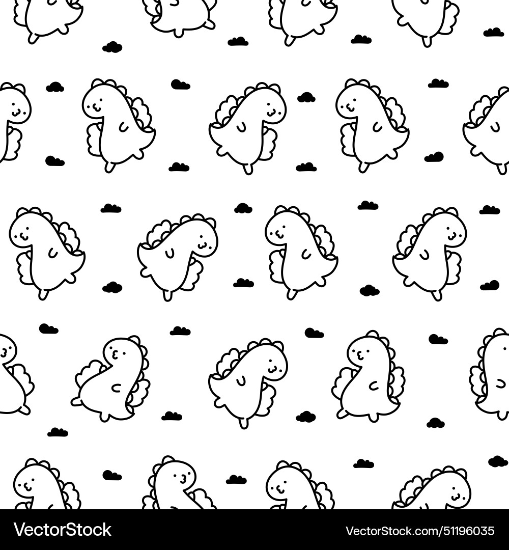 Cute dinosaur seamless pattern coloring page Vector Image