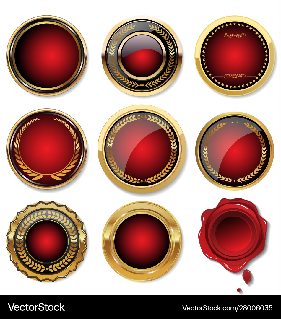 Gold and red medal collection Royalty Free Vector Image