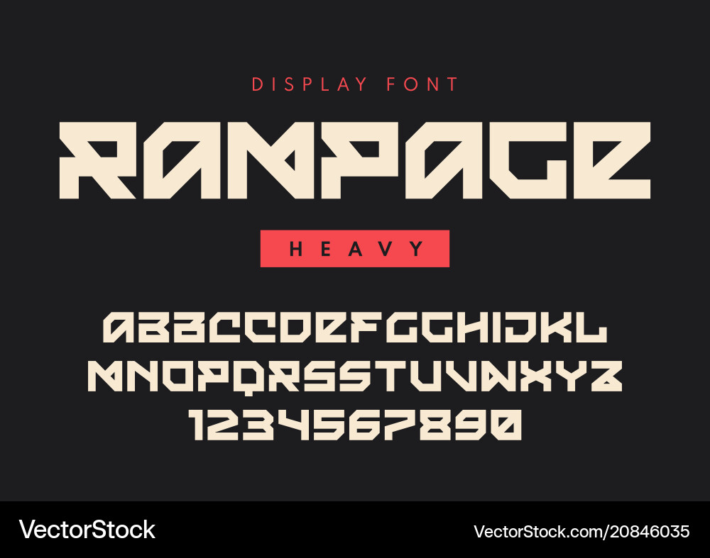 Modern heavy display font named rampage Royalty Free Vector