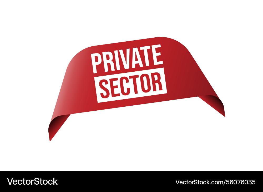 Private sector red ribbon label banner Royalty Free Vector