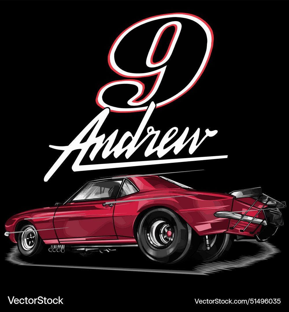 Red drag racing car with black strip Royalty Free Vector