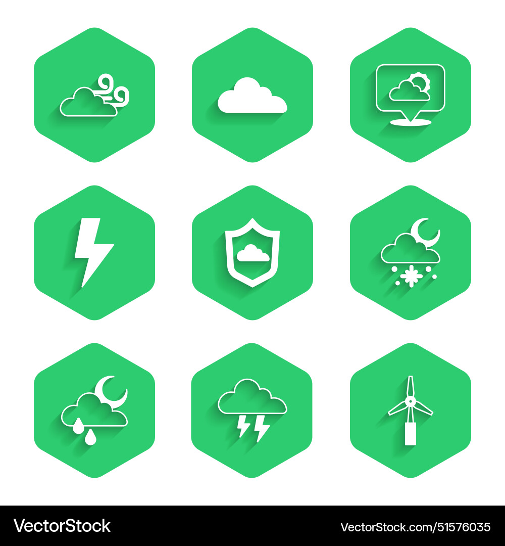 Set weather forecast storm wind turbine cloud Vector Image