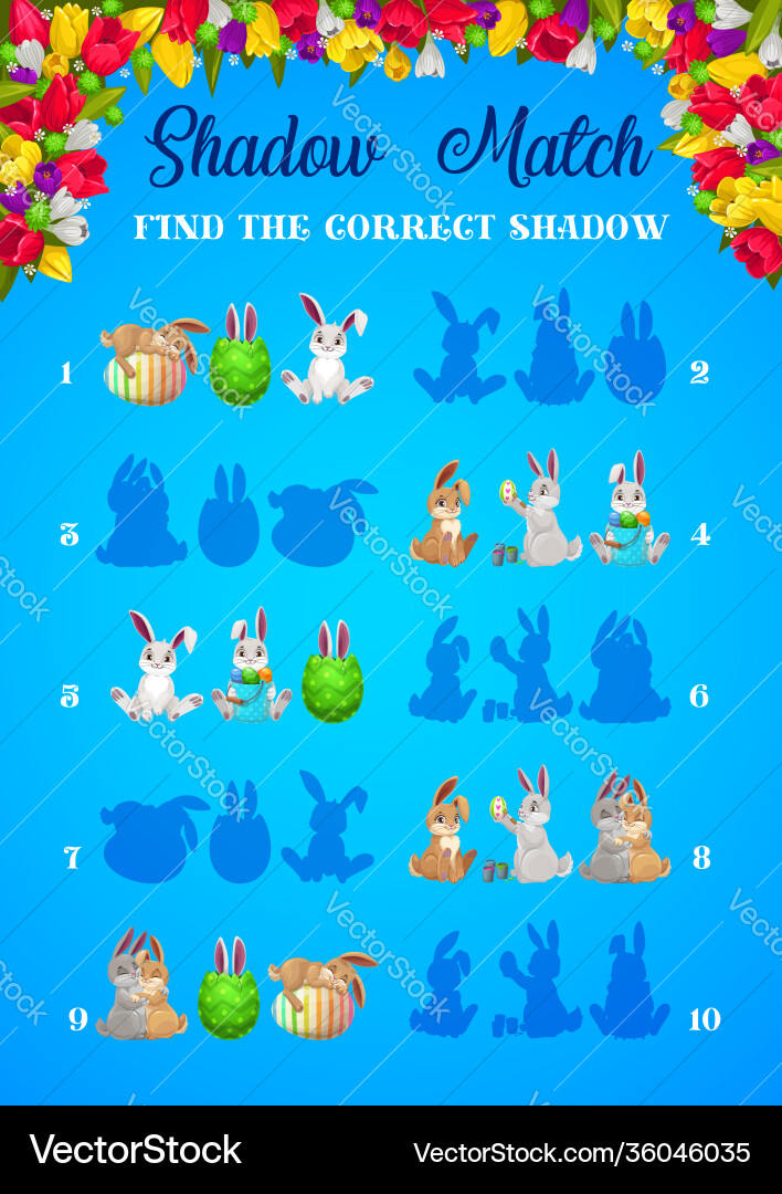Shadow Matching Easter Spiel Kinder Bildung Vektorbild
