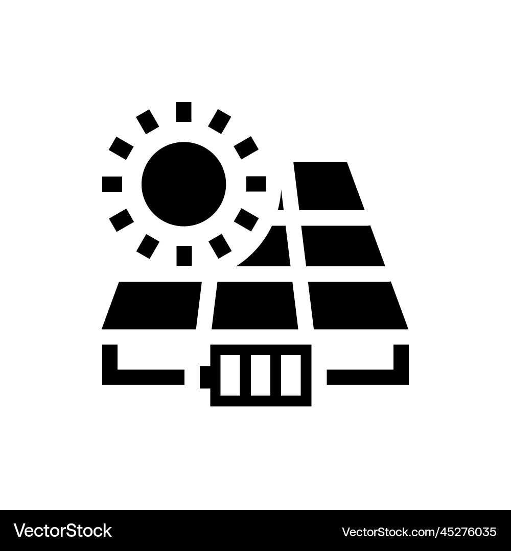 Solar panel with battery black icon Royalty Free Vector