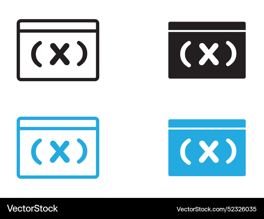 Variable Symbol Icon Black And White Outline Sign Vector Image