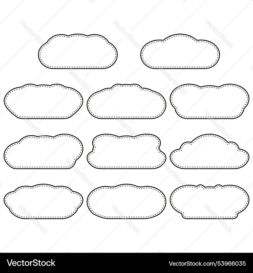 White cloud set drawing Royalty Free Vector Image