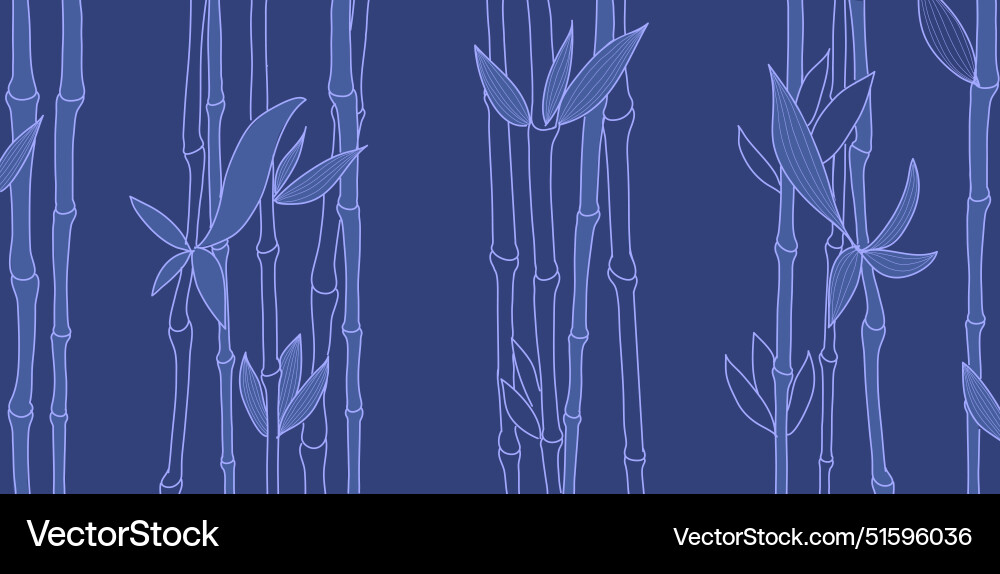 Bamboo line art stalk and leaves Royalty Free Vector Image