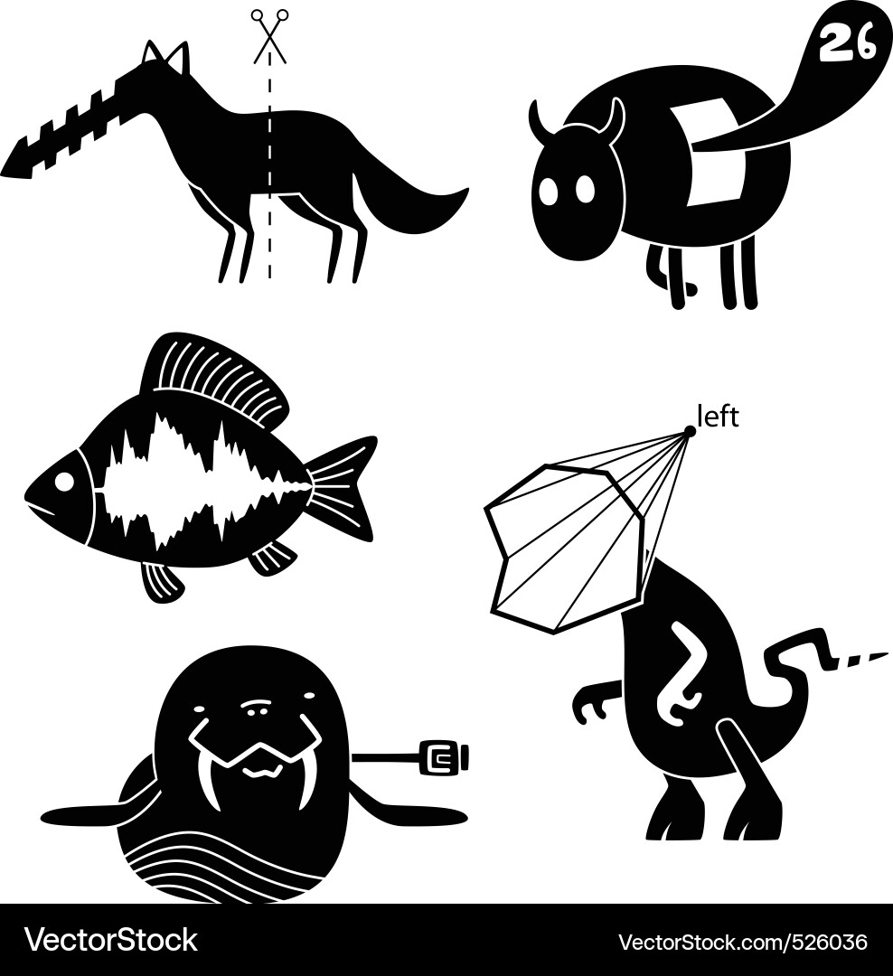 Crazy animals Royalty Free Vector Image - VectorStock