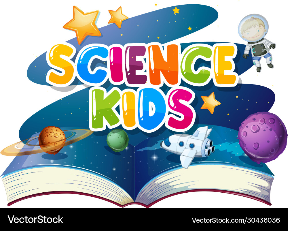Font design for word science kids with book Vector Image