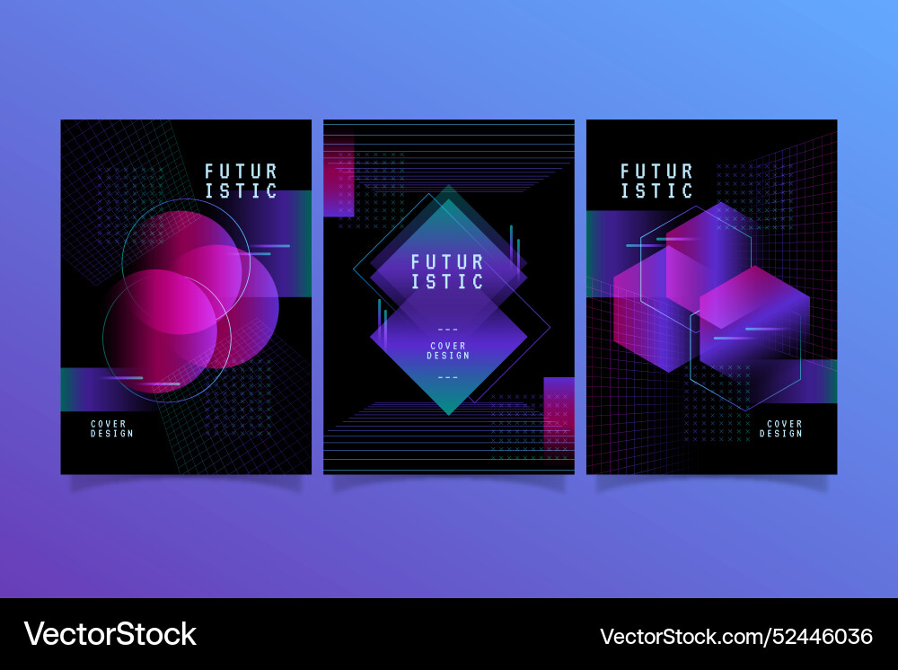 Gradient futuristic cover collection Royalty Free Vector