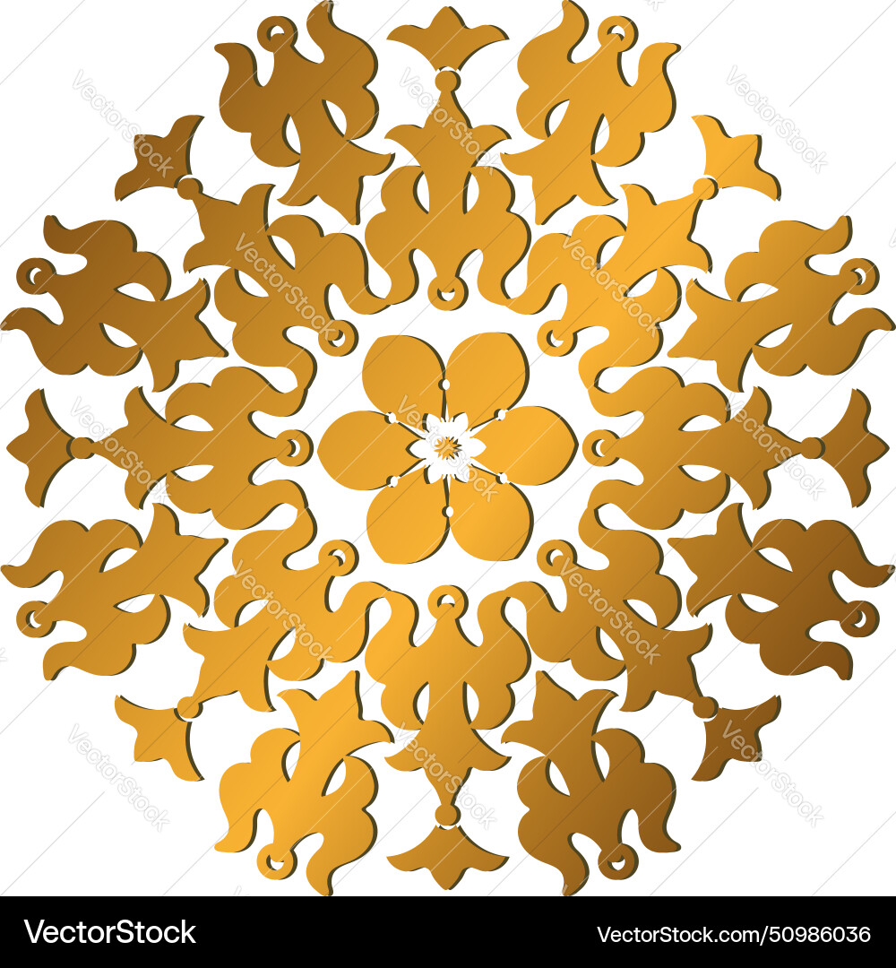 Hand drawn geometric circular pattern with golden Vector Image