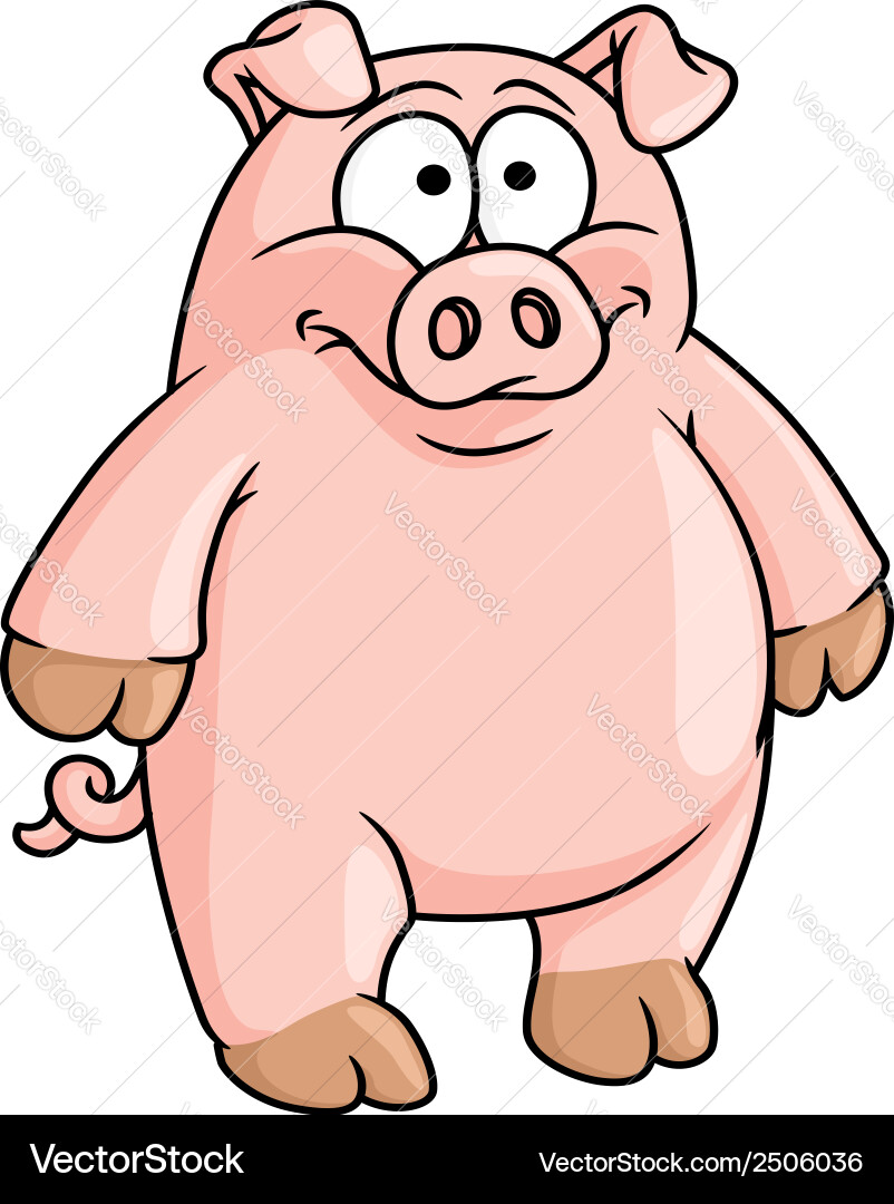 Happy Pink Pig Cartoon Royalty Free Vector Image