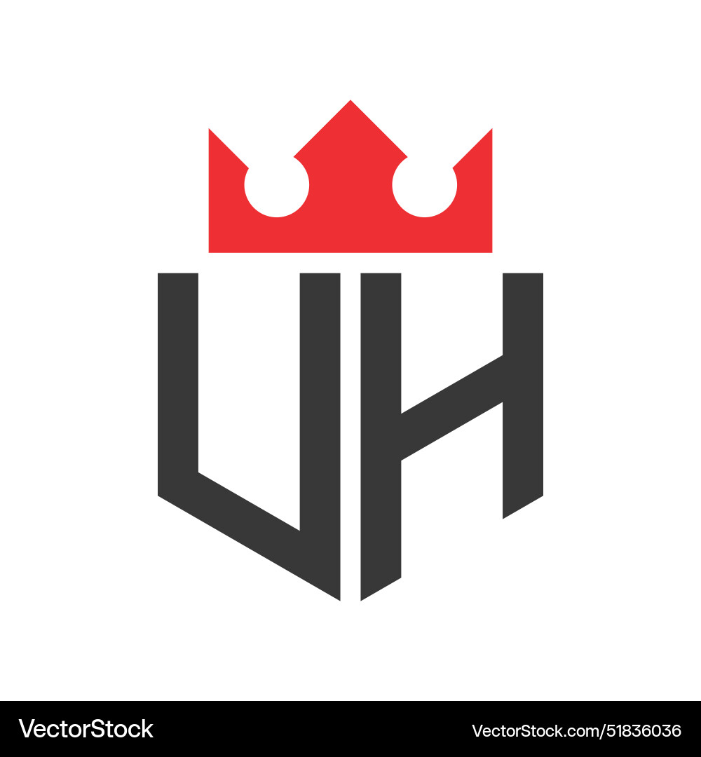Letter uh crown logo Royalty Free Vector Image